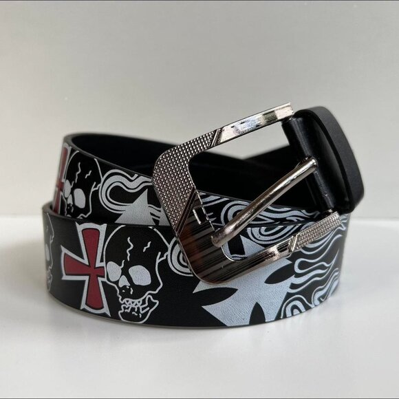 Accessories | Y2k 200s Vintage Black Skeleton Skull Goth Emo Black Belt ...